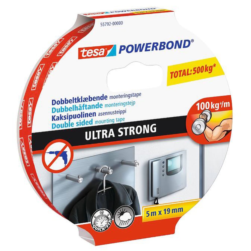 Tesa Ultra Strong Dubbelhäftande monteringstejp 5 m - Tesa Ultra Strong ...
