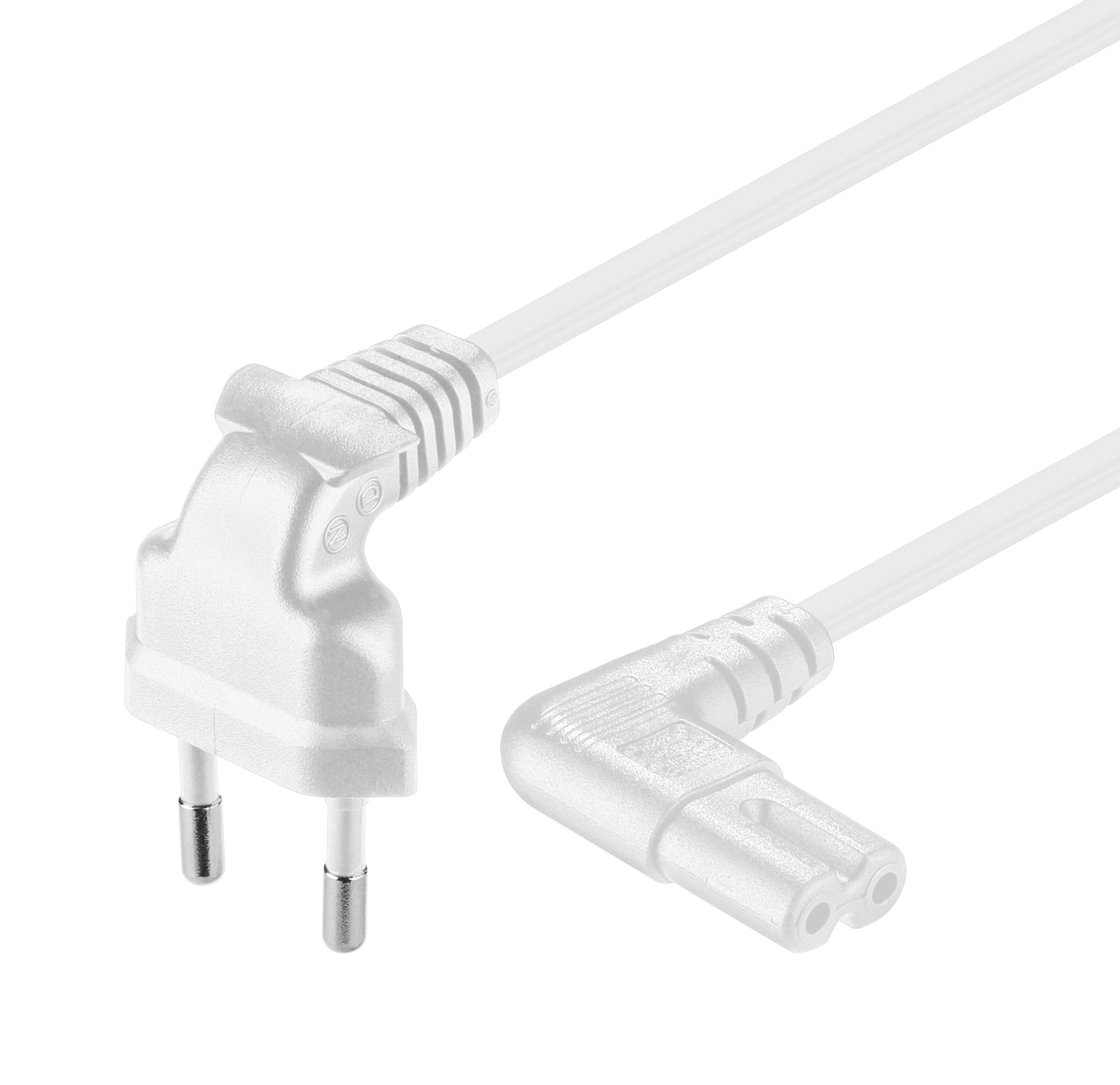 Apparatkabel C7 med vinklede kontakter, hvit - Strøm 230 V | Kjell ...