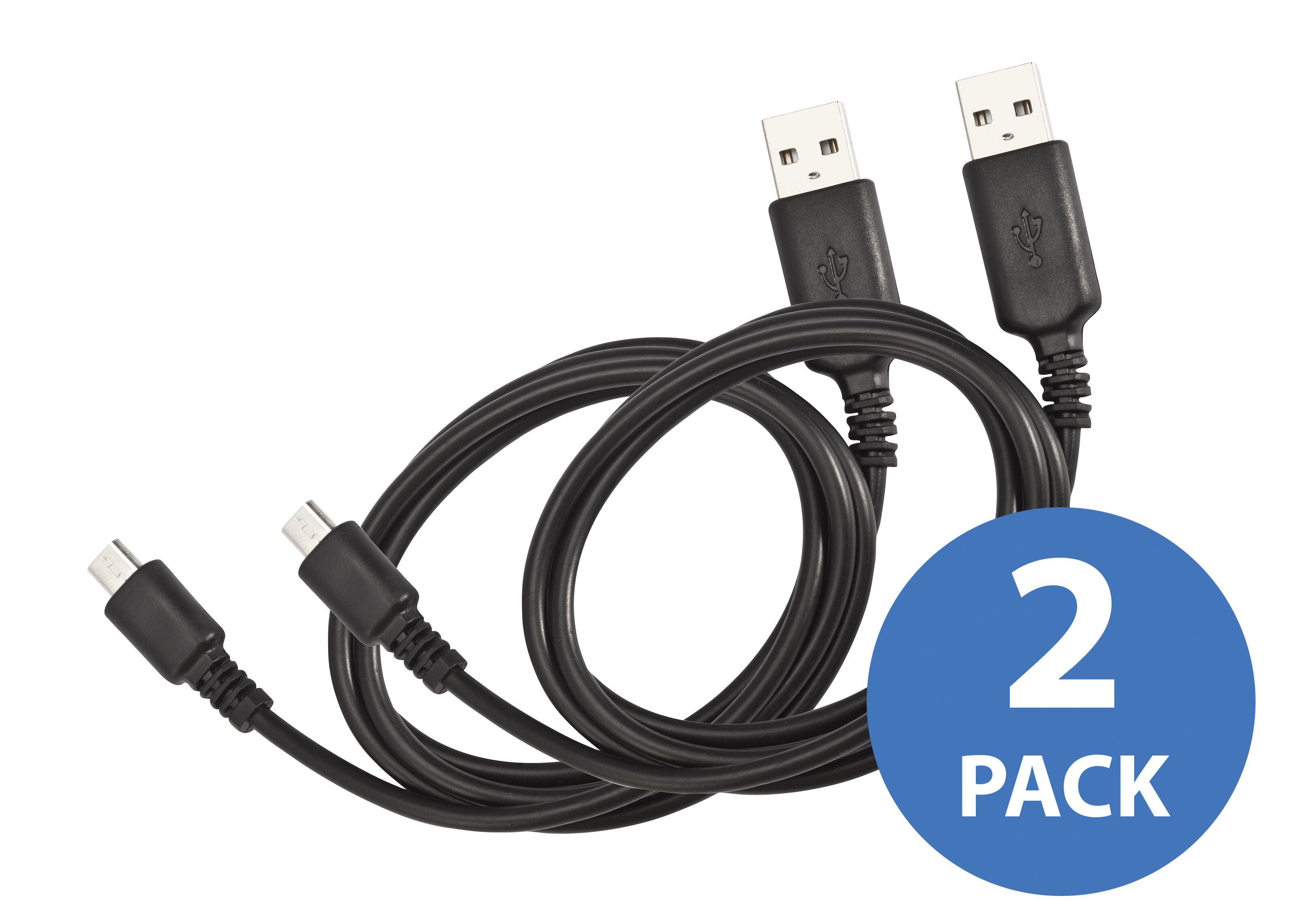 Linocell 2-pack Micro-USB-kabel 2 m Svart. 2-pack synk- och ...