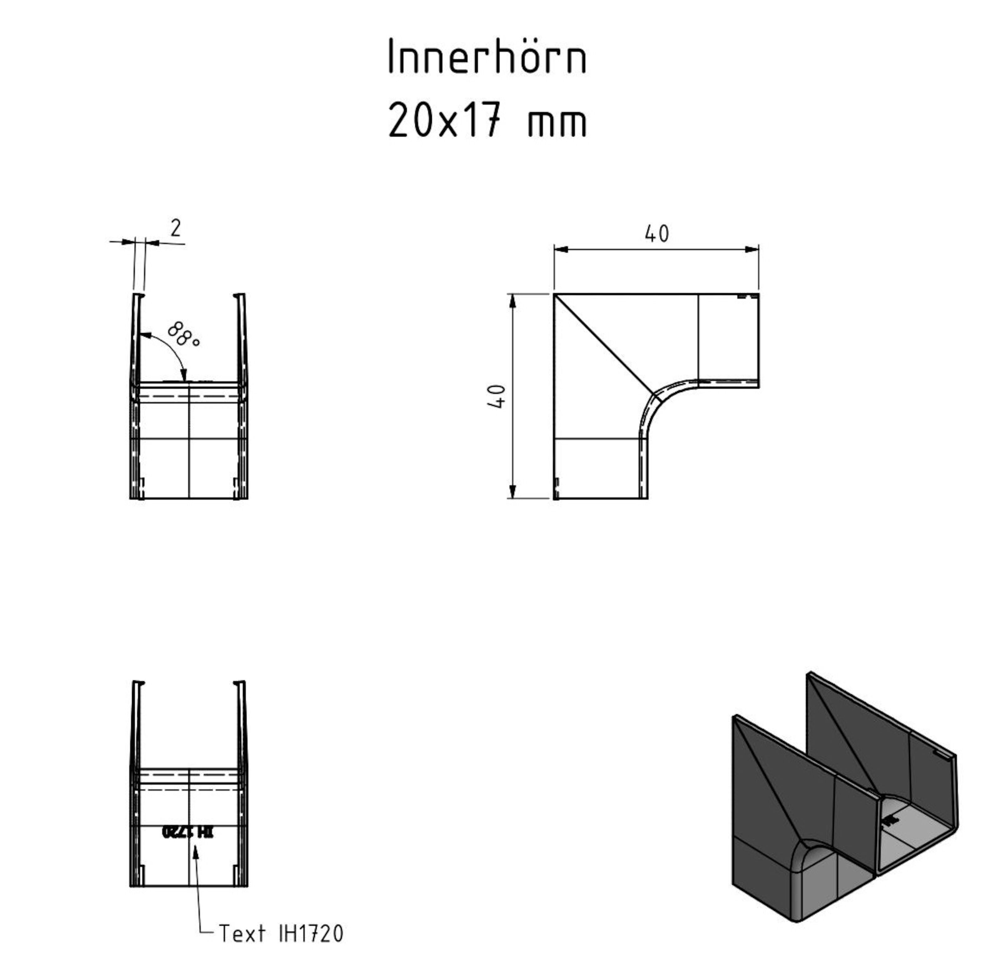 Innerhörn för kabelkanal 20x17 mm - Kabelkanaler | Kjell.com