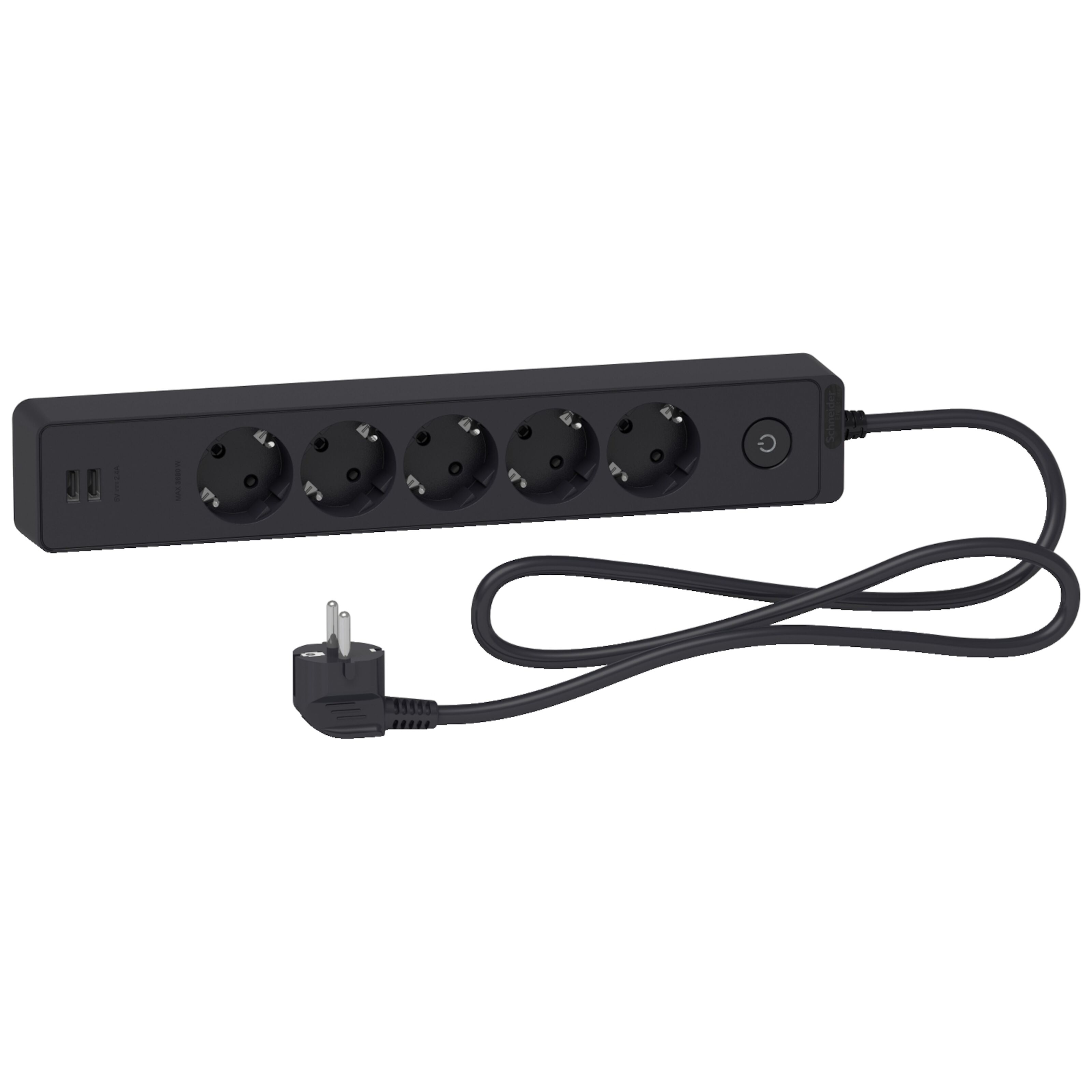 Schneider Electric Grenuttag med brytare och USB-uttag 5-vägs ...