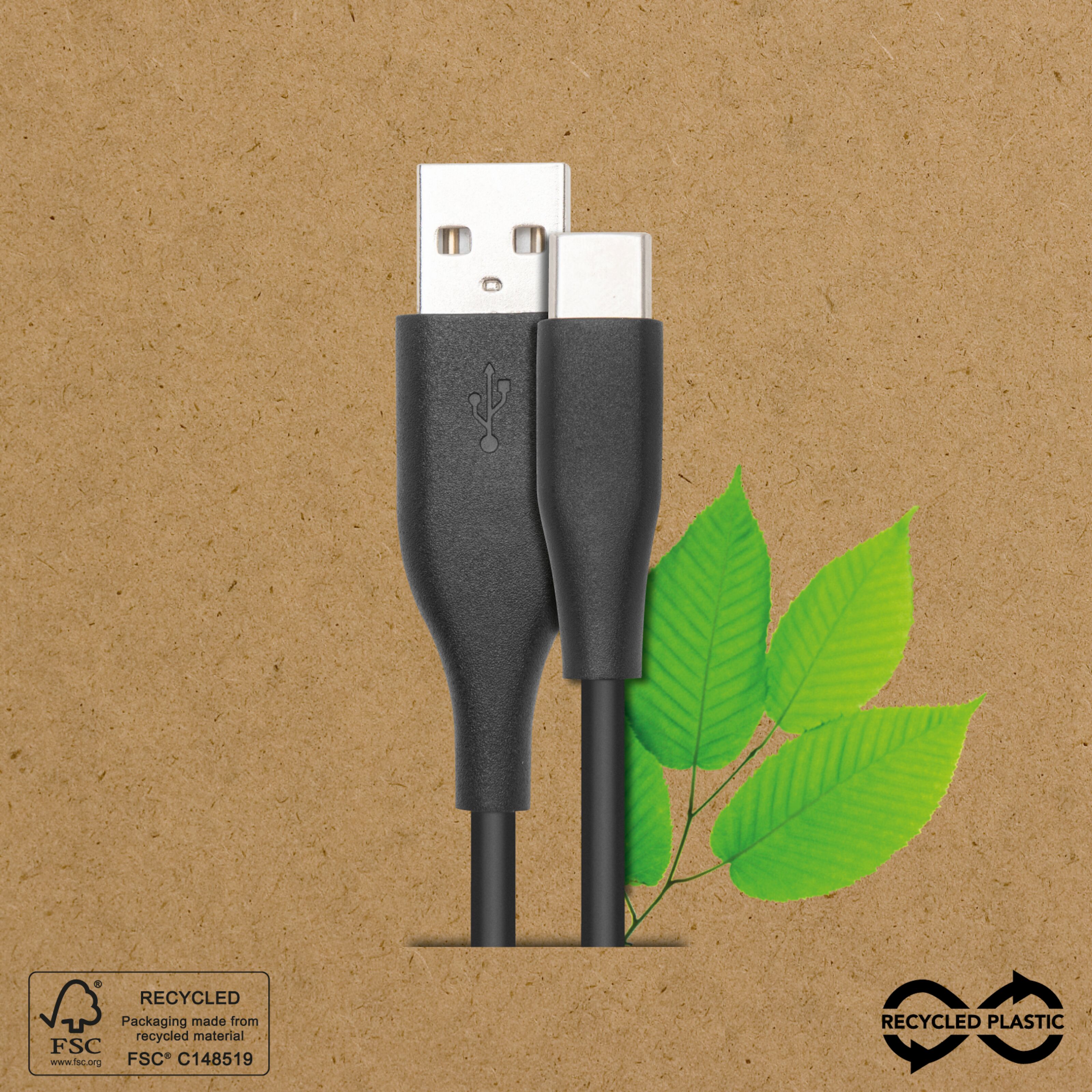 Linocell Recycled USB-C-kabel av återvunnen plast - USB-C kablar ...