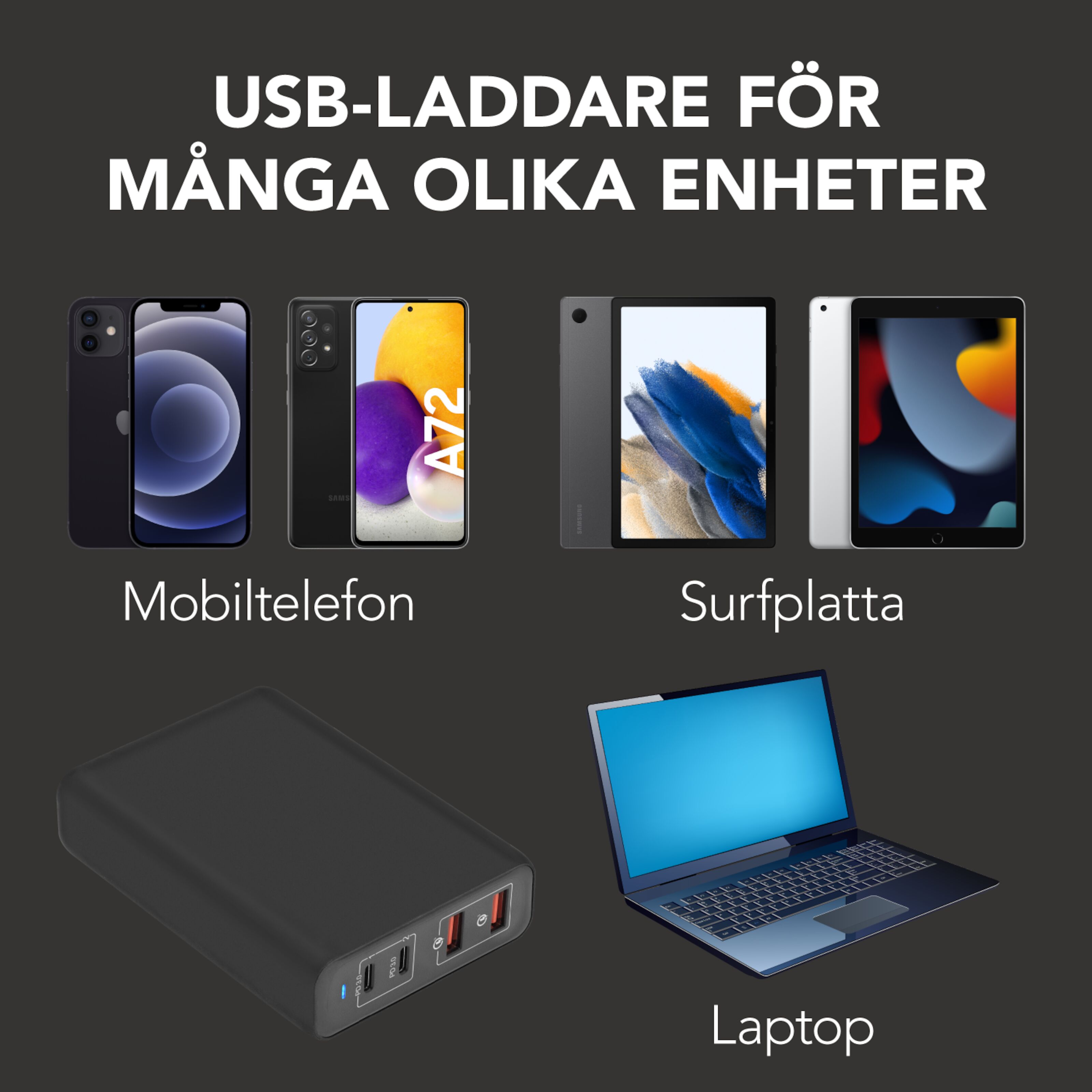 Linocell Premium Charge Multiladdare PD 100 W - USB-laddare | Kjell.com