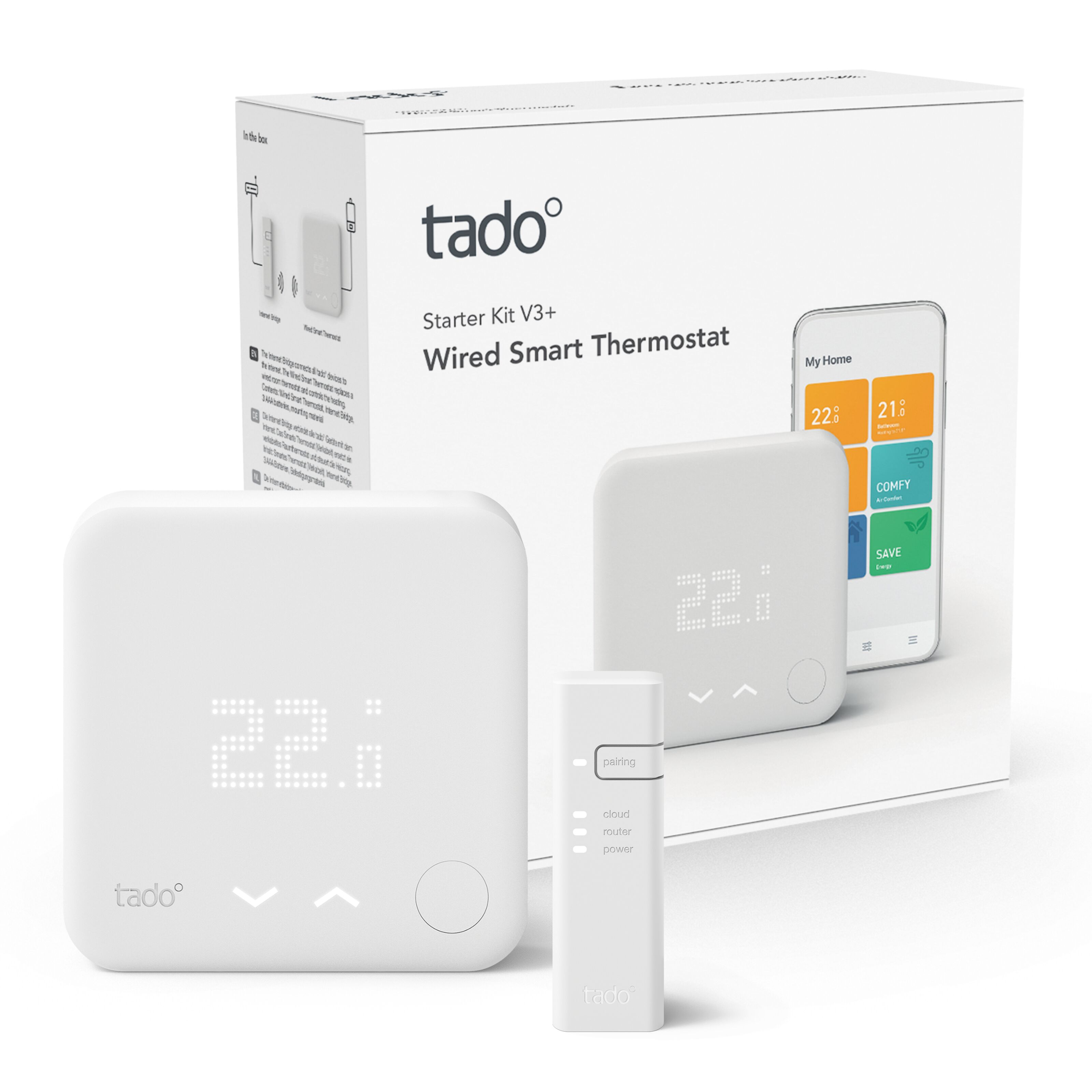 Tado Wired Smart Thermostat V3+ Startpaket - Temperaturstyrning | Kjell.com
