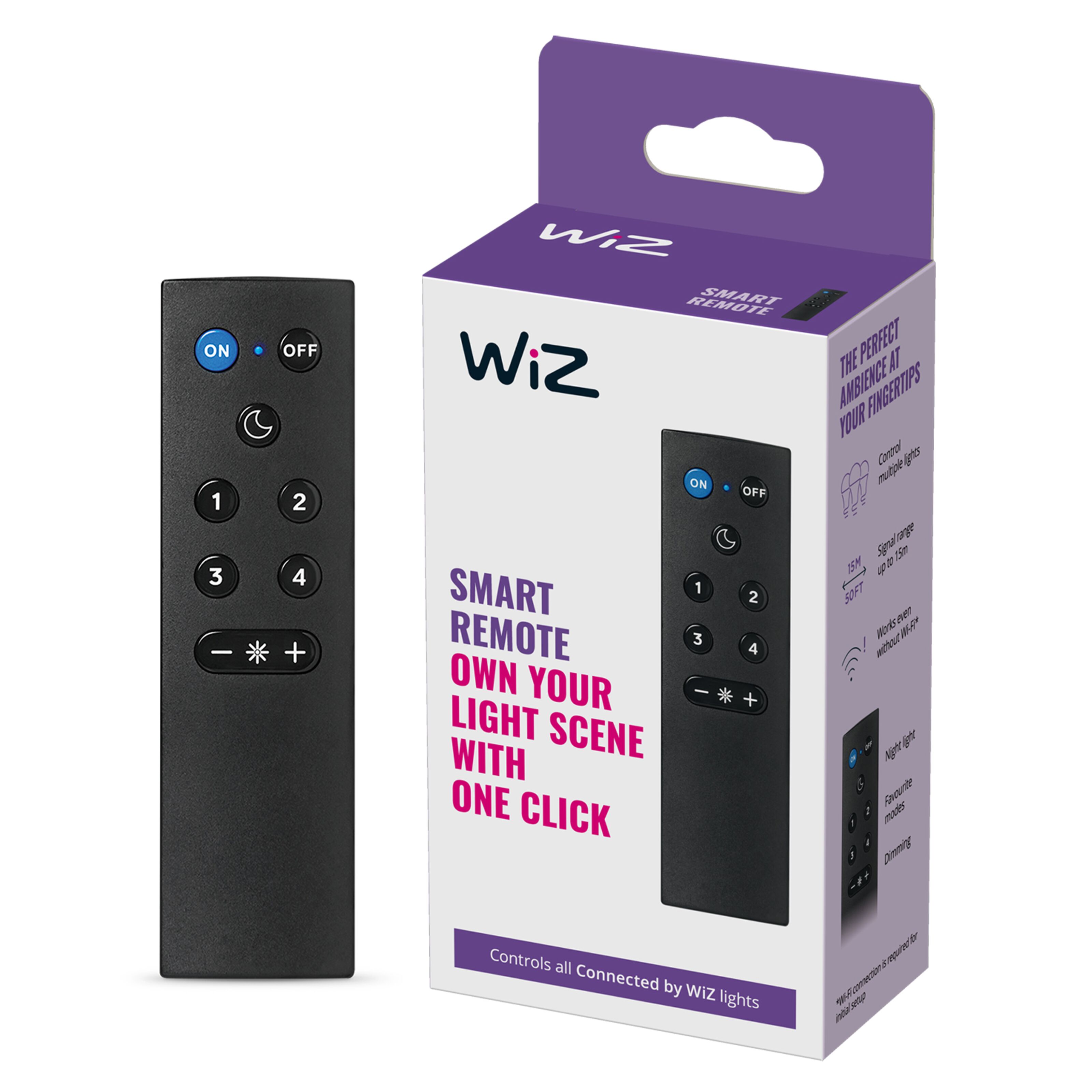 WiZ Remote Control Fjärrkontroll - Fjärrströmbrytare Wifi | Kjell.com