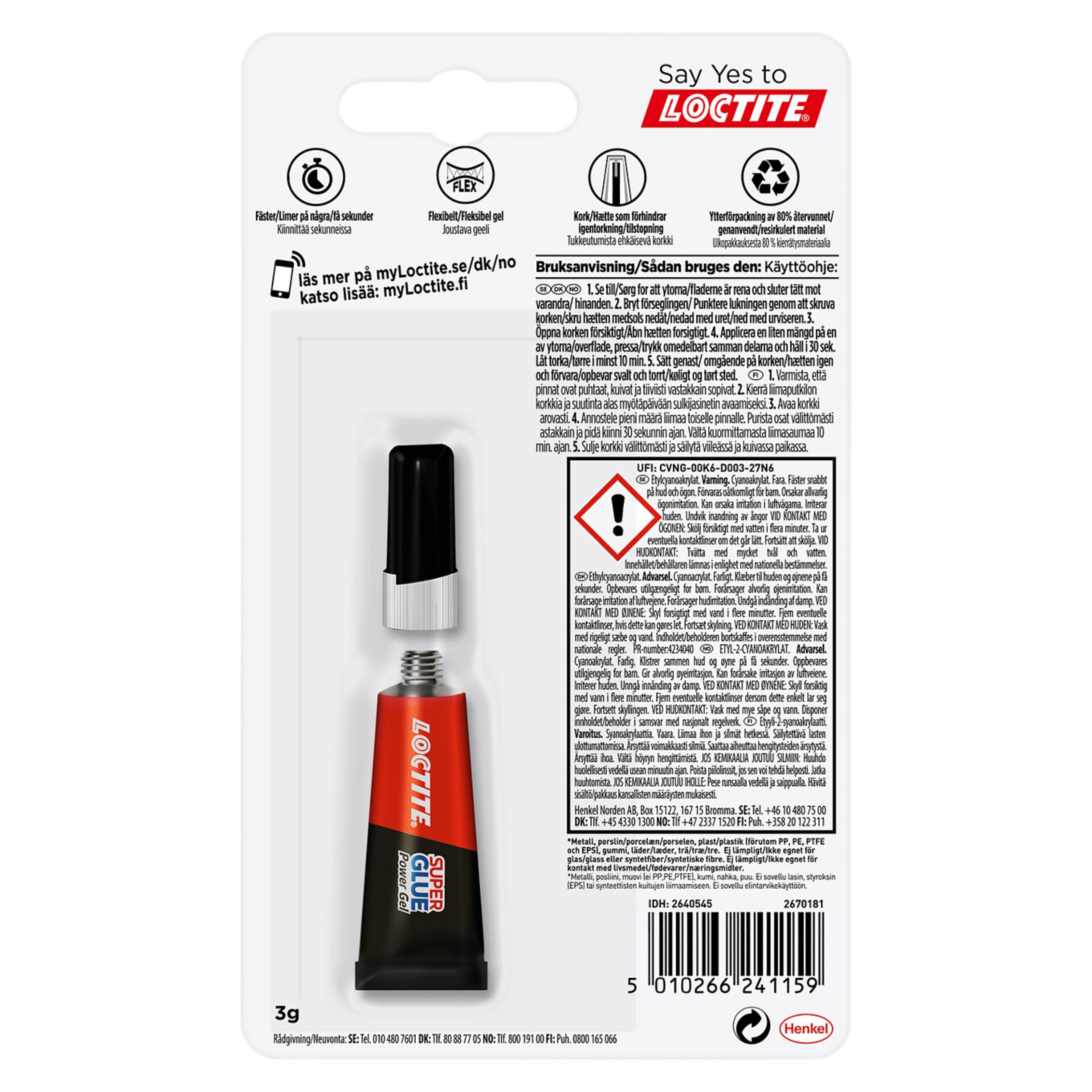 Loctite Superglue Power Gel Superlim 3 g - Lim, heftemasse | Kjell.com