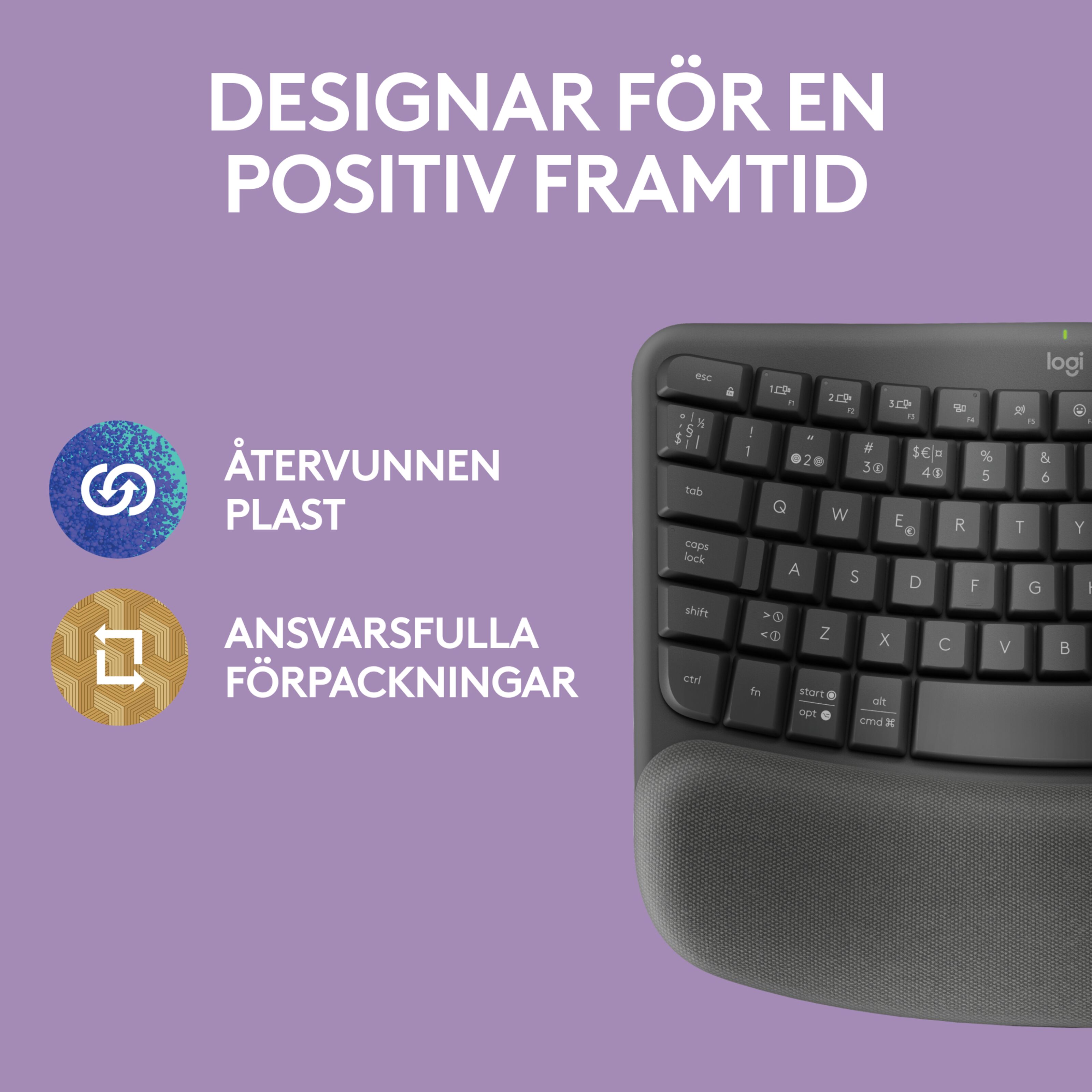 Logitech Wave Keys Trådlöst Ergonomiskt tangentbord - Trådlösa ...