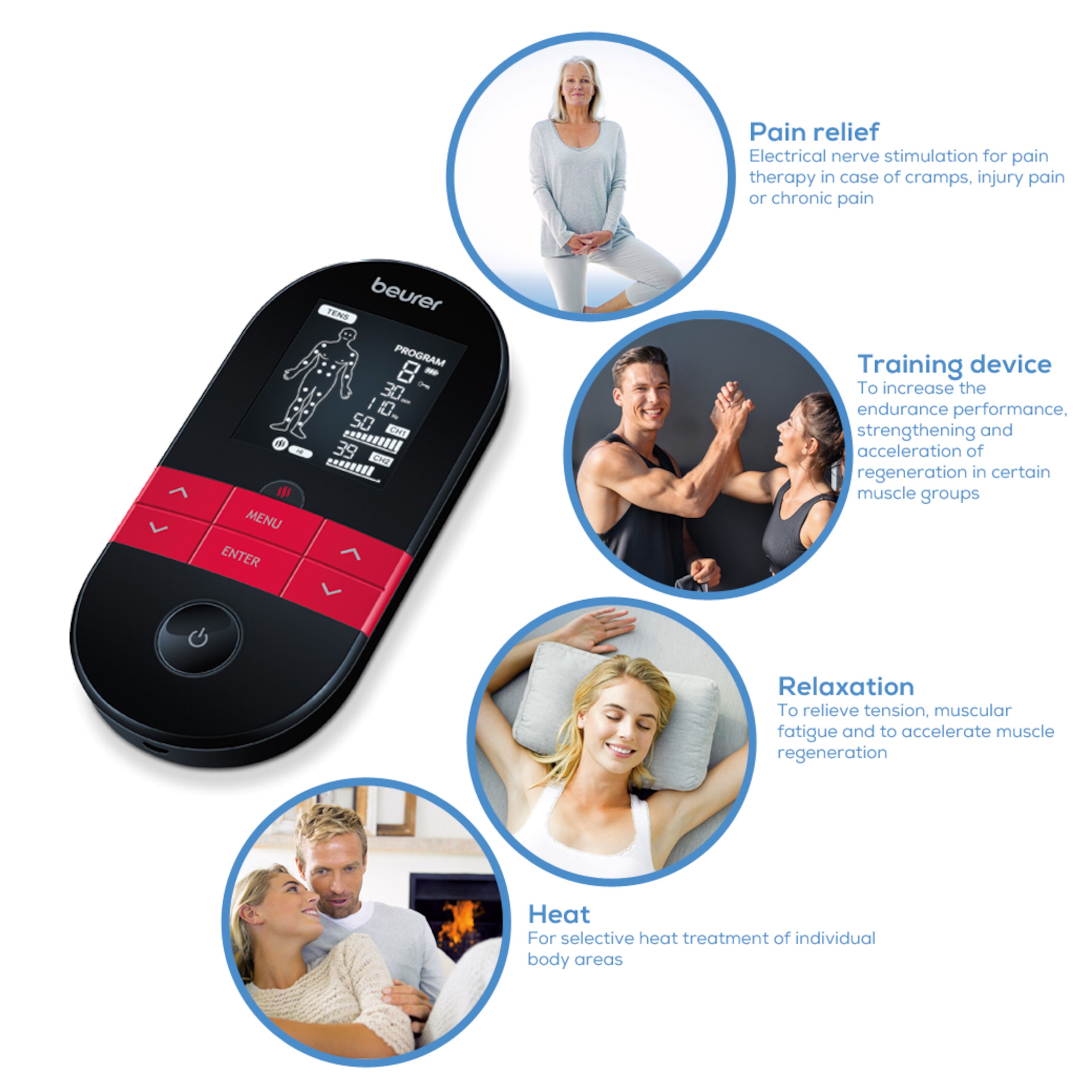 Beurer EM 59 TENS/EMS Muskelstimulator med värme - TENS Elektroterapi ...