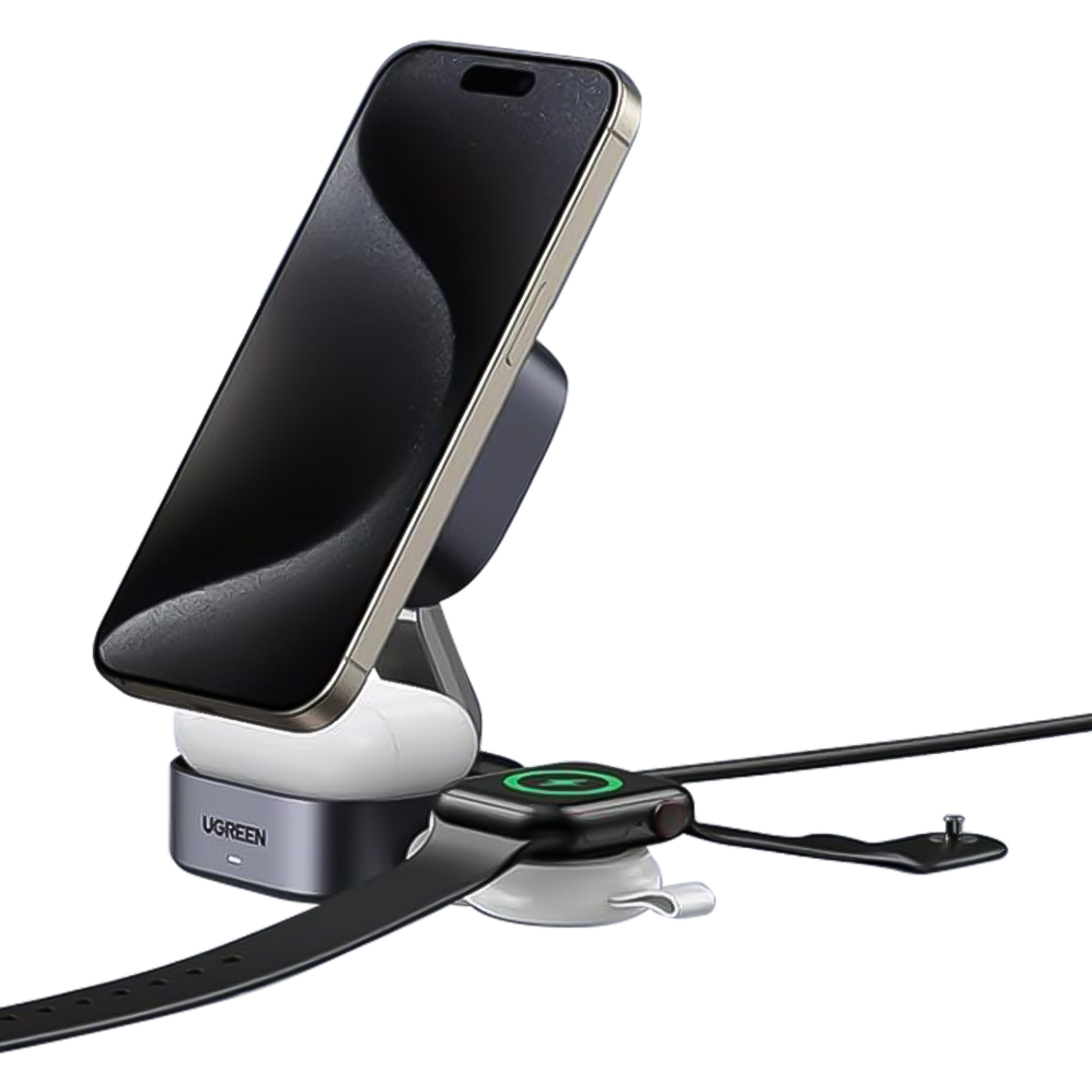 Ugreen UGREEN 2-i-1 Ladestativ med QI2 15 W - Magsafe-lader | Kjell ...